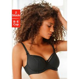 Damen B&uuml;gel-BH "Baumwoll-BH, Dirndl-BH", PETITE FLEUR BY LASCANA, Gr. 90, schwarz-wei&szlig;, Jersey, Obermaterial: 79% Baumwolle, 8% Polyamid, 8%