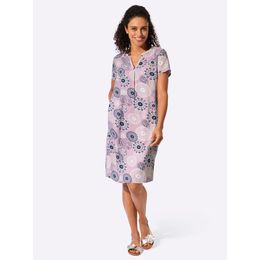 Inspirationen Damen Druckkleid "Druck-Kleid"mauve, dunkelblau, bedruckt, Gr. 44, bedruckt, gebl&uuml;mt, gemustert, mehrfarbig, 100% Viskose, Kleider