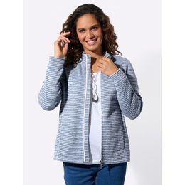 Casual Looks Damen Fleecejacke, blau, Gr. 36, meliert, 100% Polyester, Besatz:8% Elasthan, 92% Polyester, Jacken