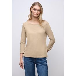Street One Damen T-Shirt, beige, Gr. 38, unifarben, Web, 60% Baumwolle, 40% Polyester, Shirts, im soften Baumwoll-Mix