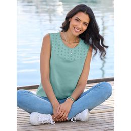 Shirttop Classic Basics, Damen, Gr. 38, jeansblau, 100% Baumwolle, unifarben, Rundhals, Tops Shirttop