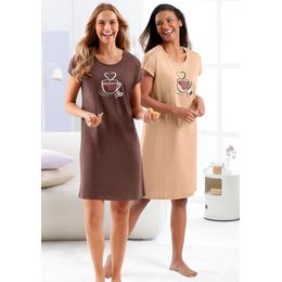 w&auml;schepur W&Auml;SCHEPUR Damen Sleepshirt "Sleepshirts", Gr. 36, braun, 100% Baumwolle, bedruckt, gemustert, Kleider