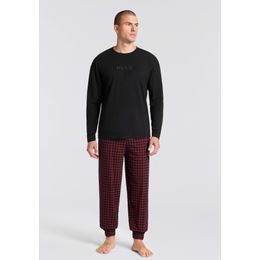 HUGO UNDERWEAR Herren Pyjama, Gr. XL, rot, Jersey, Obermaterial: 95% Baumwolle, 5% Elasthan, kariert, unifarben, Basic, Homewear-Sets,