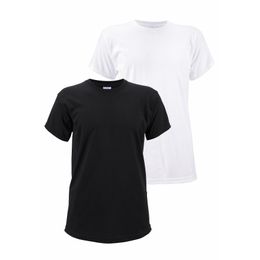 Damen T-Shirt, schwarz-wei&szlig;, Gr. M, Fruit of the Loom, unifarben, Single Jersey, Obermaterial: 100% Baumwolle, Shirts, aus reiner Baumwolle