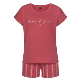 Vivance Dreams Damen Shorty, Gr. 36, rot, Single Jersey, Obermaterial: 100% Baumwolle, gestreift, unifarben, Basic, Homewear-Sets, mit Frontdruck