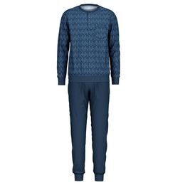 Calida Herren Schlafanzug "Relax Imprint 2", Gr. XXL, blau, Obermaterial: 100% Baumwolle, gemustert, unifarben, Homewear-Sets, mit kleiner Knopfleiste