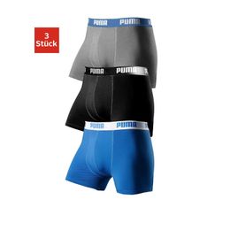Puma Herren Boxer, Gr. L, blau, Jersey, Obermaterial: 95% Baumwolle, 5% Elasthan, unifarben, Unterhosen, mit Marken-Logo im Bund