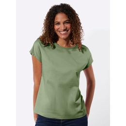 Rundhalsshirt Casual Looks "2er-Pack Shirts", Damen, Gr. 36, eucalyptus, ecru, 100% Baumwolle, unifarben, Rundhals, Shirts Rundhalsshirt