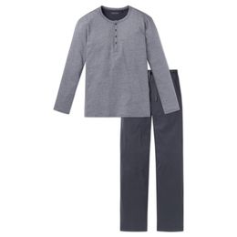 Schiesser Herren Pyjama "selected premium inspiration", Gr. 98, schwarz, Single Jersey, Obermaterial: 100% Baumwolle, gestreift, unifarben,