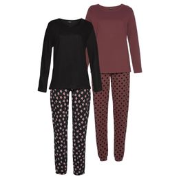 Vivance Dreams Damen Pyjama, Gr. 32, rot, Single Jersey, Obermaterial: 100% Baumwolle, Basic, Homewear-Sets, mit Sternenmuster