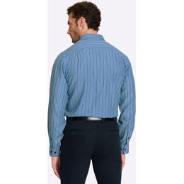 Marco Donati Herren Langarmhemd, blau, Gr. 43, gemustert, gestreift, kariert, 100% Baumwolle, Hemden