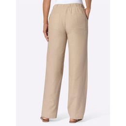 Classic Basics Damen Schlupfhose, beige, Gr. 27, unifarben, 49% Viskose, 43% Baumwolle, 8% Leinen, Hosen
