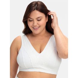 sheego Damen B&uuml;gelloser BH, Gr. 95, wei&szlig;, 95% Baumwolle, 5% Elasthan, Spitze:12% Elasthan, 88% Polyamid, BHs