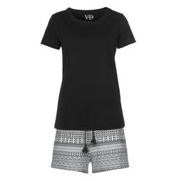 Vivance Dreams Damen Shorty, Gr. 32, schwarz, Single Jersey, Obermaterial: 100% Baumwolle, gemustert, unifarben, Basic, Homewear-Sets, mit