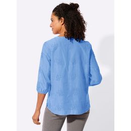 Inspirationen Damen Schlupfblusehimmelblau, Gr. 38, unifarben, 100% Baumwolle, Blusen