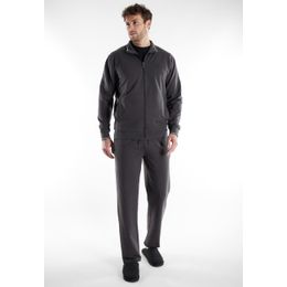 Bugatti Herren Loungeanzug "Bologna", Gr. 52, grau, Web, Obermaterial: 51% Polyester, 46% Baumwolle, 3% Elasthan, Homewear-Sets, Langarm, lange Hose,