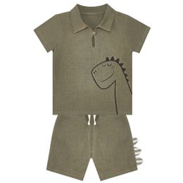 DENOKIDS Jungen Hausanzug "Dino Muslin", Gr. 92, gr&uuml;n, 100% Baumwolle, bedruckt, Homewear-Sets, mit Dino-Stickerei
