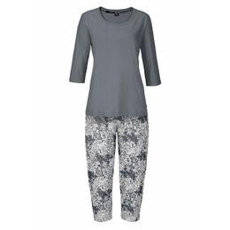 Buffalo Damen Capri-Pyjama, Gr. 36, schwarz, Single Jersey, Obermaterial: 100% Baumwolle, Homewear-Sets, mit gemusterter Hose