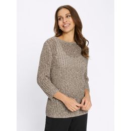 Lady Damen Strickpullover "Strickpullover", beige, Gr. 40, gemustert, mehrfarbig, meliert, 60% Baumwolle, 29% Polyacryl, 7% Polyester, 4%