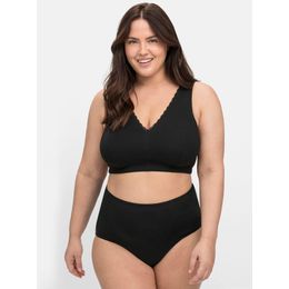 sheego Damen B&uuml;gelloser BH, Gr. 90, schwarz-wei&szlig;, 95% Baumwolle, 5% Elasthan, BHs
