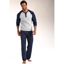 Le Jogger Herren Pyjama, Gr. 56, rot, Jersey, Obermaterial: 100% Baumwolle, gestreift, Basic, Homewear-Sets, in langer Form, mit Raglan&auml;rmeln