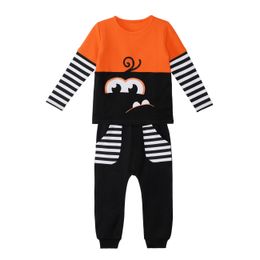 DENOKIDS Jungen Hausanzug "Monster Joe", Gr. 92, orange, 92% Baumwolle, 8% Elasthan, bedruckt, Basic, Homewear-Sets, mit Monsterapplikation