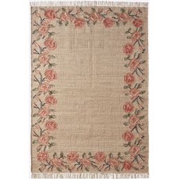 Teppich HEINE HOME Gr. 1, natur, rot, B:60cm H:5mm L:90cm, Baumwolle, Jute, Schurwolle, Wolle, Teppiche, Teppich