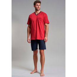 G&ouml;tzburg G&Ouml;TZBURG Herren Shorty "Manhattan", Gr. 50, rot, Single Jersey, Obermaterial: 100% Baumwolle, bedruckt, gemustert, Homewear-Sets, Kurzarm,
