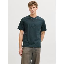 Jack & Jones JACK & JONES Damen T-Shirt "JORBLEECKER BRANDING TEE SS CN"forest river detail:org, Gr. L, unifarben, Jersey, Obermaterial: 100% Baumwolle, Shirts