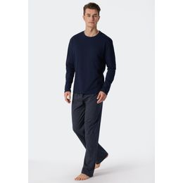 Schiesser Herren Pyjama "Ebony", Gr. 106, blau, Single Jersey, Obermaterial: 100% Baumwolle, unifarben, Homewear-Sets, mit rundem Halsausschnitt