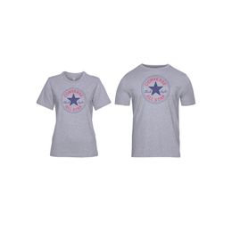 Converse Damen T-Shirt "UNISEX Converse GO-TO ALL STAR PATCH LOGO STANDARD FIT T-SHIRT", grau, Gr. M, meliert, unifarben, Single Jersey,