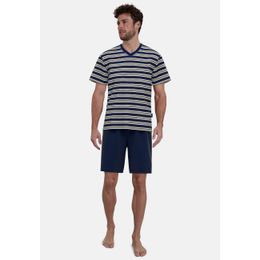 G&ouml;tzburg G&Ouml;TZBURG Herren Shorty "Waterford", Gr. 48, blau, Obermaterial: 60% Baumwolle, 40% Polyester, gestreift, unifarben, Homewear-Sets, Kurzarm,
