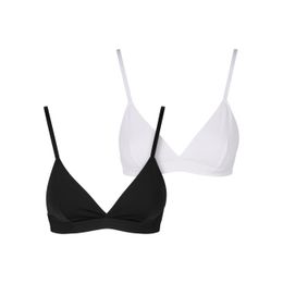 Urban Classics Damen Sport-BH "Urban Classics Ladies Basic unpadded Bra 2-Pack", Gr. Sschwarz, wei&szlig;, 90% Nylon, 10% Elasthan, BHs