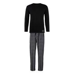 Herren Pyjama, AUTHENTIC LE JOGGER, Gr. 44, schwarz, Jersey, Obermaterial: 100% Baumwolle. Obermaterial Hose: 100% Baumwolle, kariert, Basic,