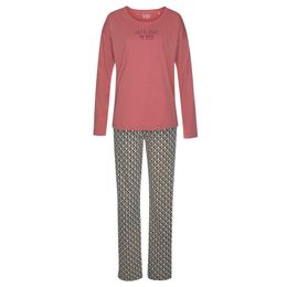 Vivance Dreams Damen Pyjama, Gr. 32, rot, Single Jersey, Obermaterial: 60% Baumwolle, 40% Polyester, gemustert, unifarben, Basic, Homewear-Sets, mit