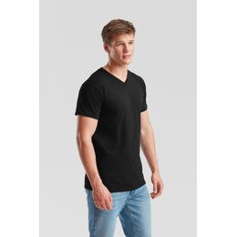 Herren T-Shirtschwarz, Gr. XXL, Fruit of the Loom, unifarben, Jersey, Obermaterial: 100% Baumwolle, Shirts, aus Baumwolle, V-Ausschnitt, 6-teilig