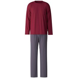 Calida Herren Pyjama "Relax Imprint", Gr. L, rot, Obermaterial: 100% Baumwolle, gemustert, unifarben, Homewear-Sets, mit aufgesetzter Brusttasche