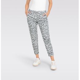 MAC Damen Chinohose "CHINO turn up", silber, Gr. 44, unifarben, Web, Obermaterial: 96% Baumwolle, 4% Elasthan, Hosen, mit dezentem Glanz, elegant und
