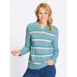 Damen Strickpullover "Ringel-Pullover"ozean, wei&szlig;, gemustert, Gr. 48, gemustert, gestreift, 100% Polyacryl, Pullover