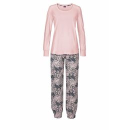 Buffalo Damen Pyjama, Gr. 56, rosa, Single Jersey, Obermaterial: 100% Baumwolle, gemustert, unifarben, Homewear-Sets, mit gemusterter Hose und