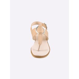 Heine Damen Zehentrenner, Gr. 42sand, Glattleder, Leder, Rindsleder, Schuhe