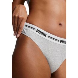 Puma Damen String "Puma WOMEN STRING 2P", Gr. M, grau, Single Jersey, Obermaterial: 57% Baumwolle, 38% Modal, 5% Elasthan, Unterhosen, Mit