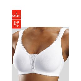 Damen Soft-BH, PETITE FLEUR BY LASCANA, Gr. 75, wei&szlig;, Jersey, Obermaterial: 90% Baumwolle, 5% Elasthan, 5% Polyamid, BHs, ohne B&uuml;gel, Baumwolle mit