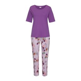 Vivance Dreams Damen Pyjama, Gr. 32, grau, Single Jersey, Obermaterial: 50% Baumwolle, 50% Viskose, gebl&uuml;mt, Basic, Homewear-Sets, mit Blumen-Druck