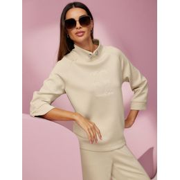 Heine Witt Damen Sweatshirt mit 3/4-Arm, sand, Gr&ouml;&szlig;e 44