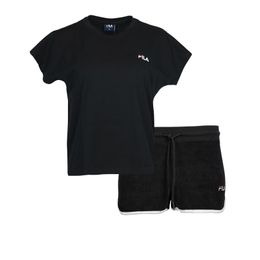 Fila Damen Shorty "WOMAN JERSEY TOP + TERRY SPONGE SHORTS PYJAMAS", Gr. XS, schwarz, Frottee, Obermaterial: 100% Baumwolle. Obermaterial 2: 80%