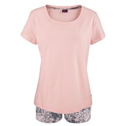Buffalo Damen Shorty, Gr. 36, rosa, Single Jersey, Obermaterial: 100% Baumwolle, gemustert, unifarben, Basic, Homewear-Sets, mit gemusterter Shorts