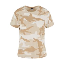 T-Shirt Urban Classics "Urban Classics Ladies Camo Regular Tee", Damen, Gr. M, simplesandcamo, 95% Baumwolle, 5% Elasthan, gemustert, normal, Rundhals, Shirts T-Shirt