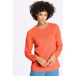 Rundhalspullover "Langarm-Pullover", Damen, Gr. 42, koralle, 100% Polyacryl, unifarben, Pullover Rundhalspullover