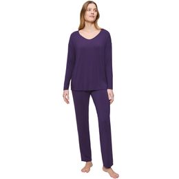 Triumph Damen Pyjama "Timeless Sensuality PK LSL", Gr. 42, lila, Single Jersey, Obermaterial: 94% Modal, 6% Elasthan, Homewear-Sets, atumgsaktiv und